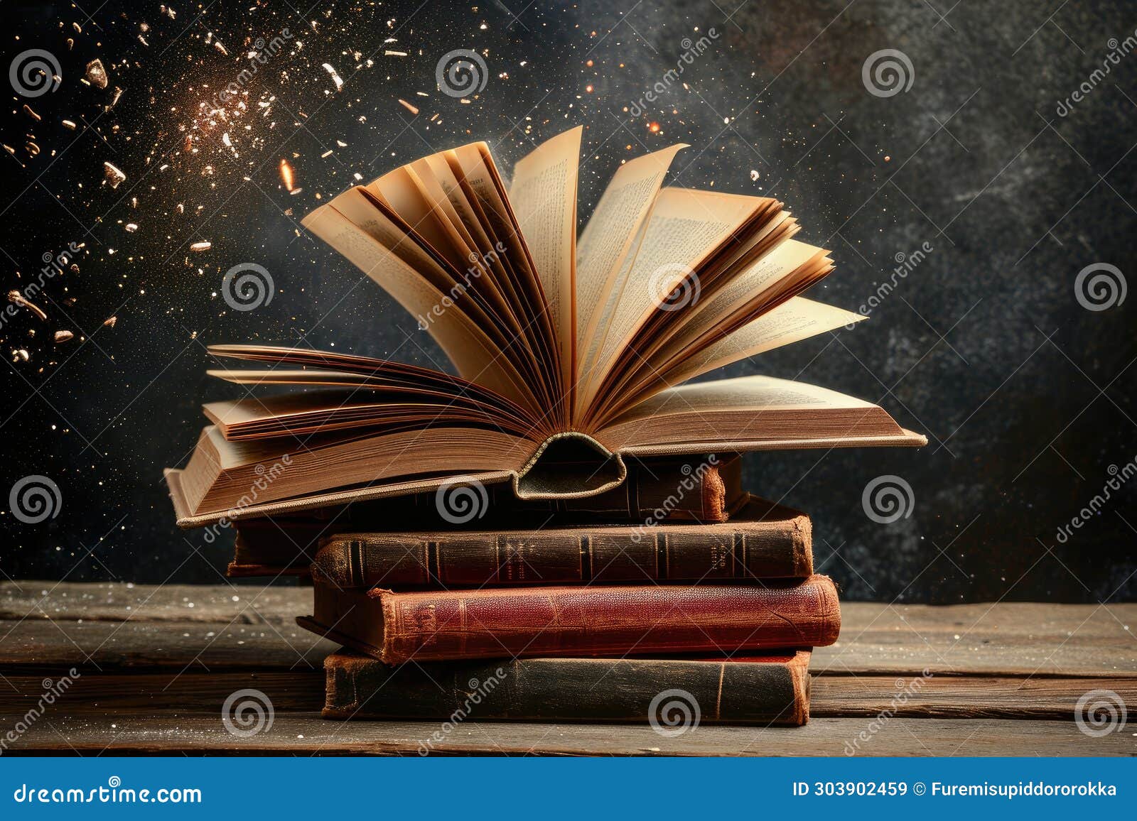 A Stack of Open Books with Pages Fluttering, Conveying the Notion of ...