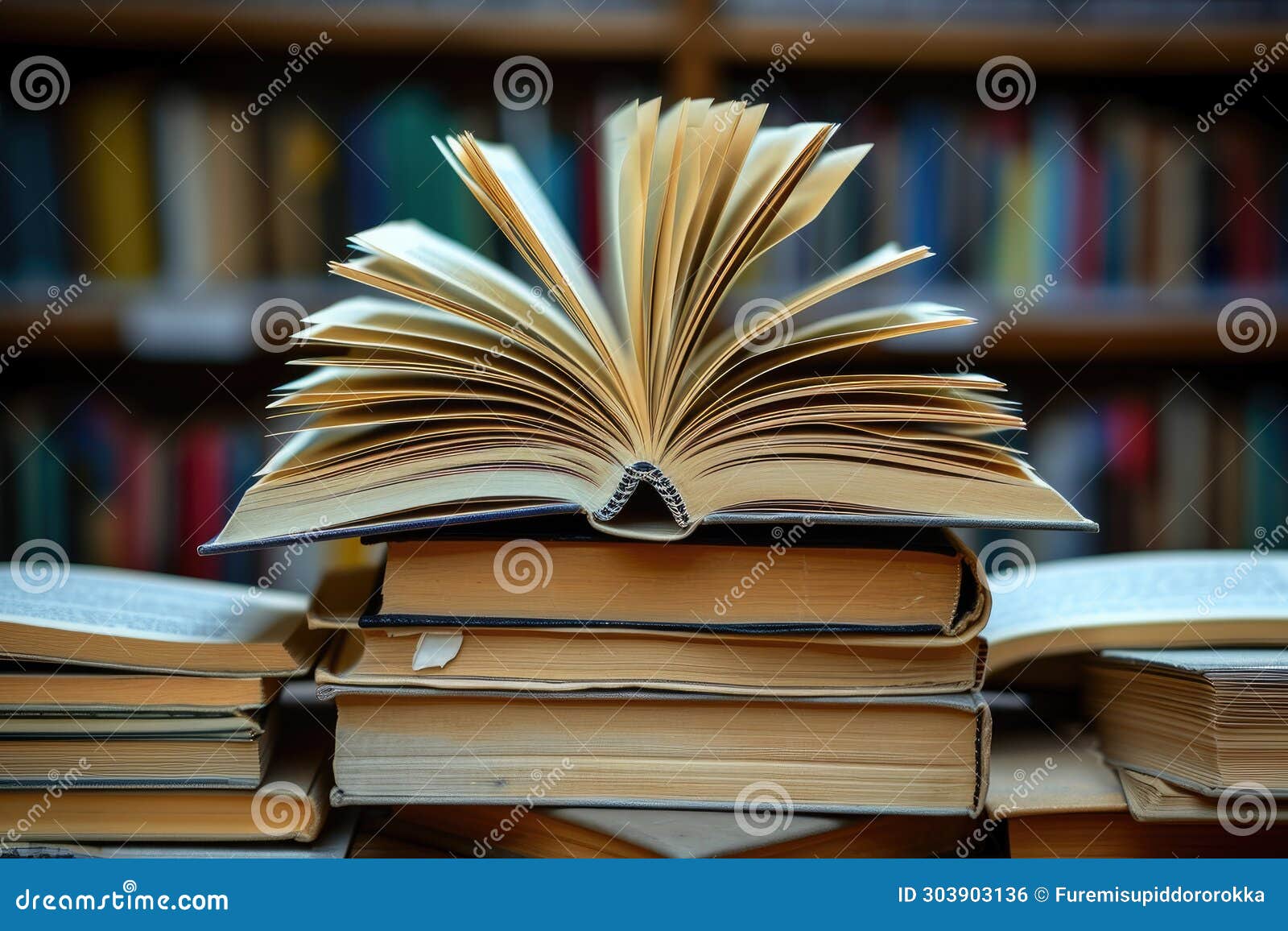 A Stack of Open Books with Pages Fluttering, Conveying the Notion of ...