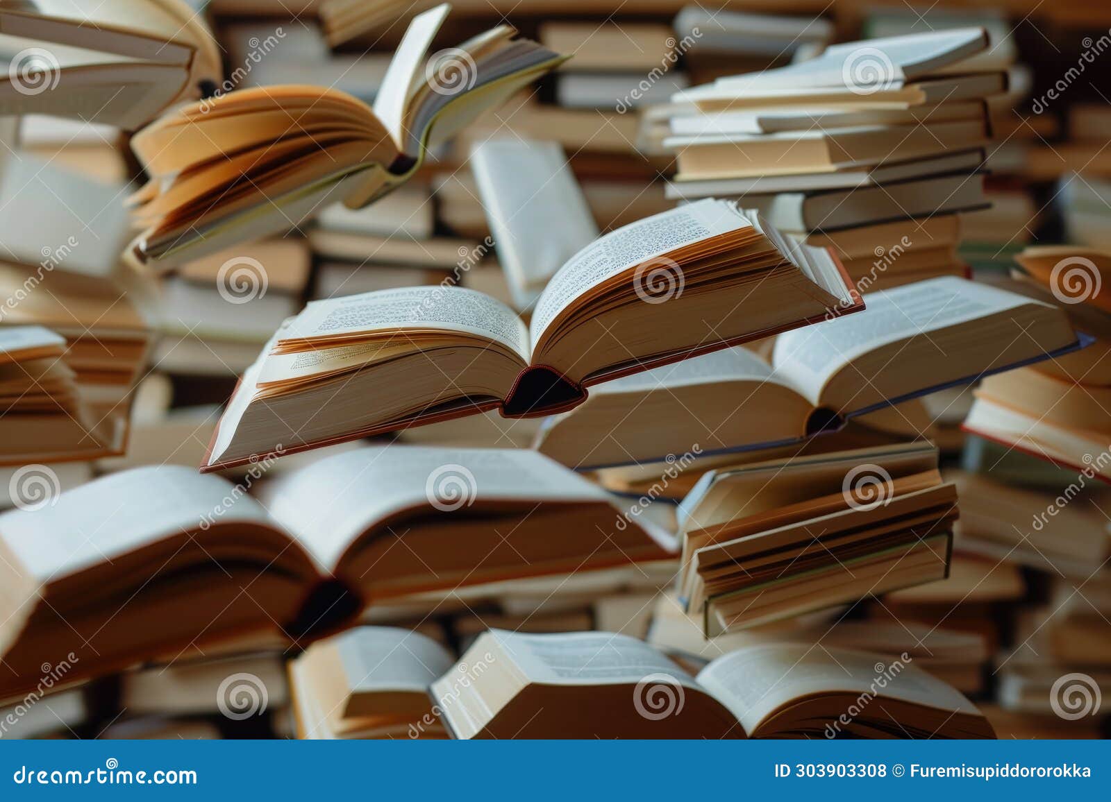 A Stack of Open Books with Pages Fluttering, Conveying the Notion of ...