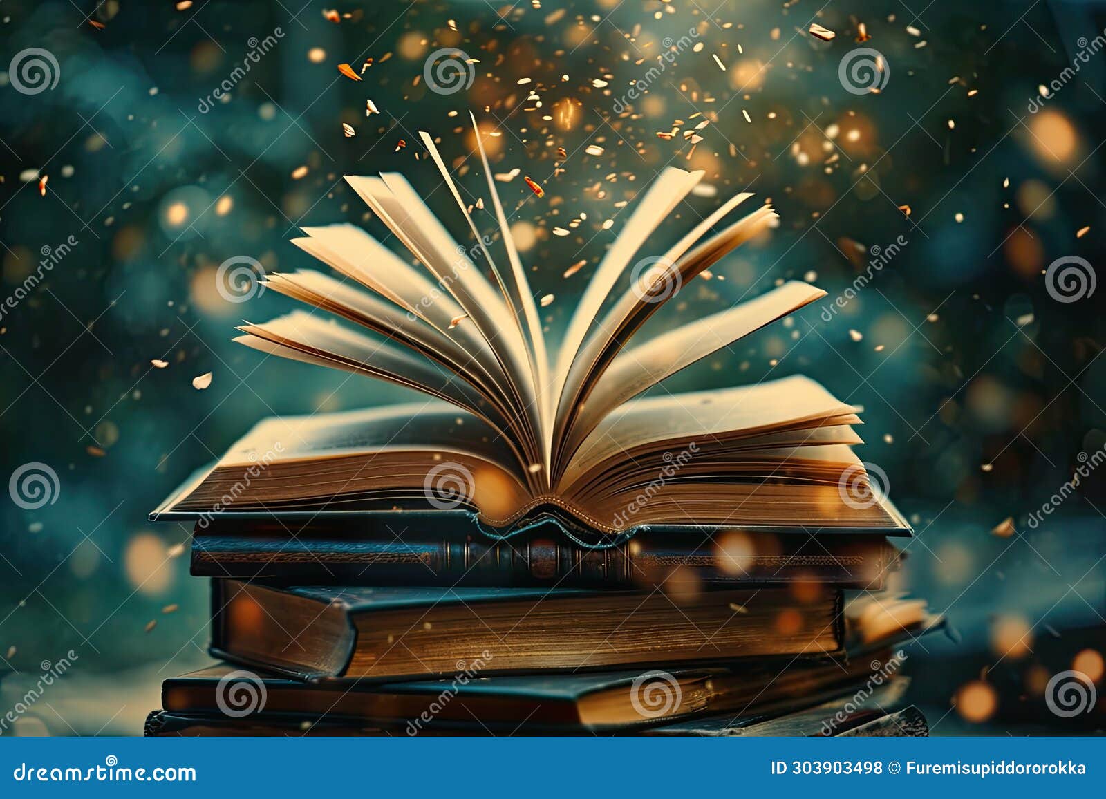 A Stack of Open Books with Pages Fluttering, Conveying the Notion of ...