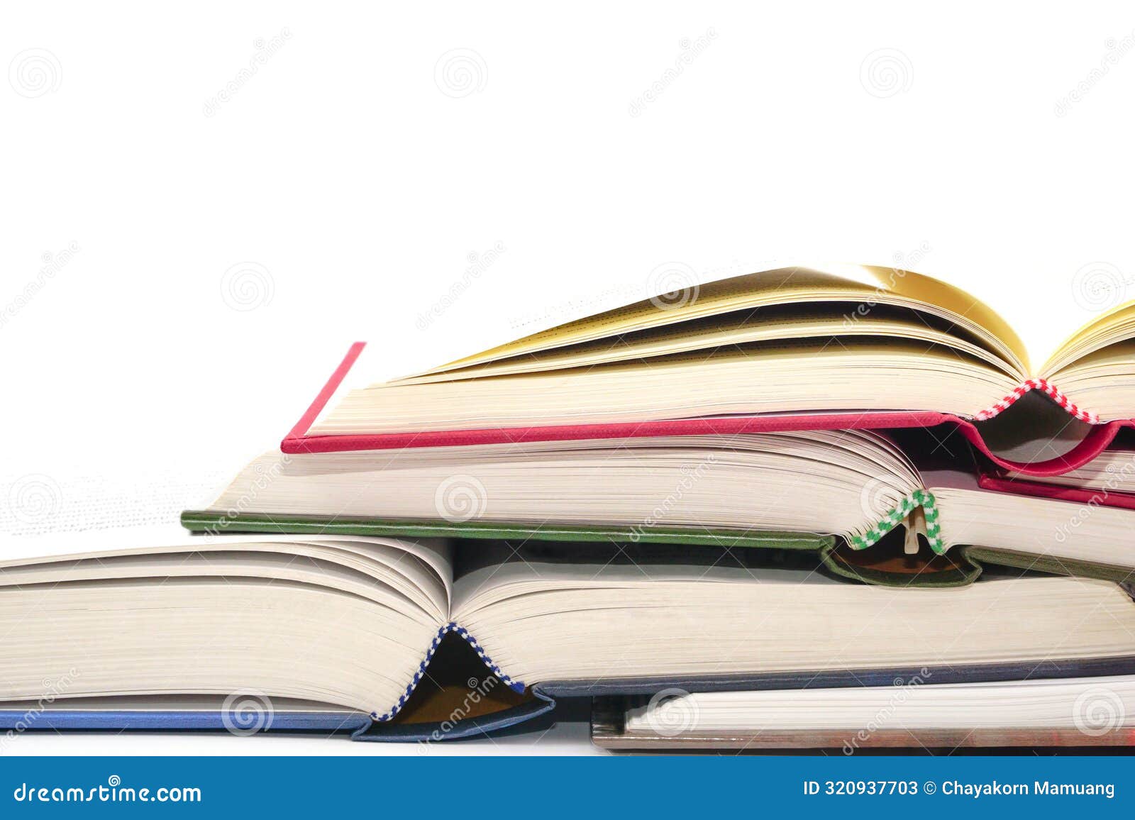 Stack of Open Books and Stacked Together. Knowledge, Research and ...