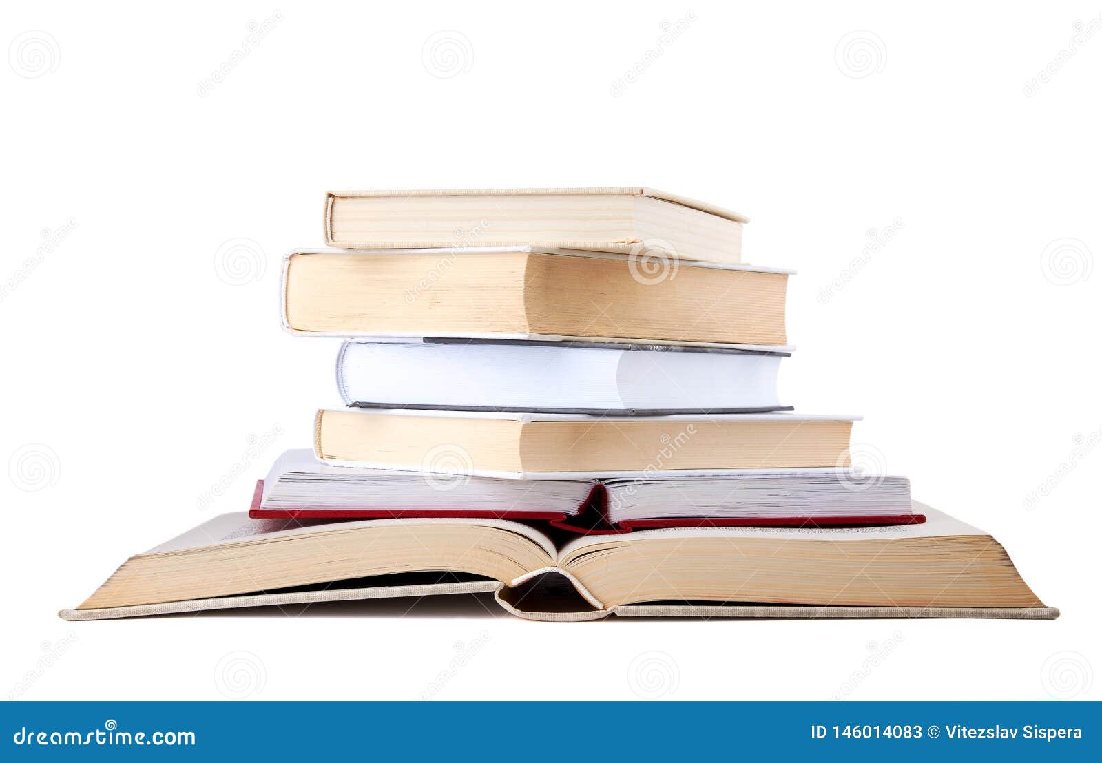 Stack of Open and Closed Hardback Books Isolated on White Background ...