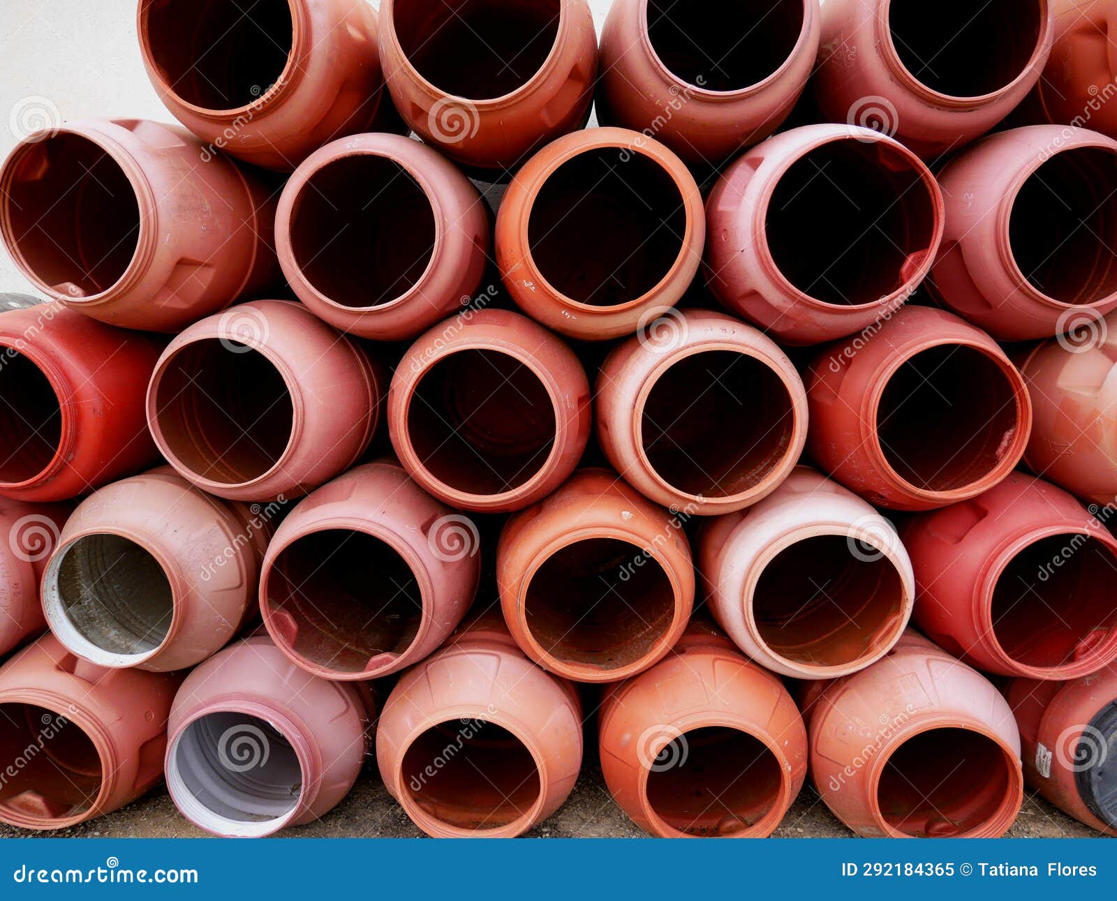 Stack of Open Plastic Drums Seen from the Front Stock Image - Image of ...