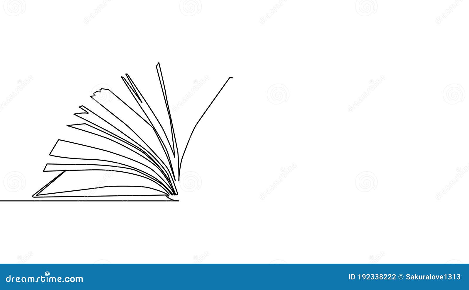 Stack of Opened Books in Style of One Line. Black Contour. Graphic ...