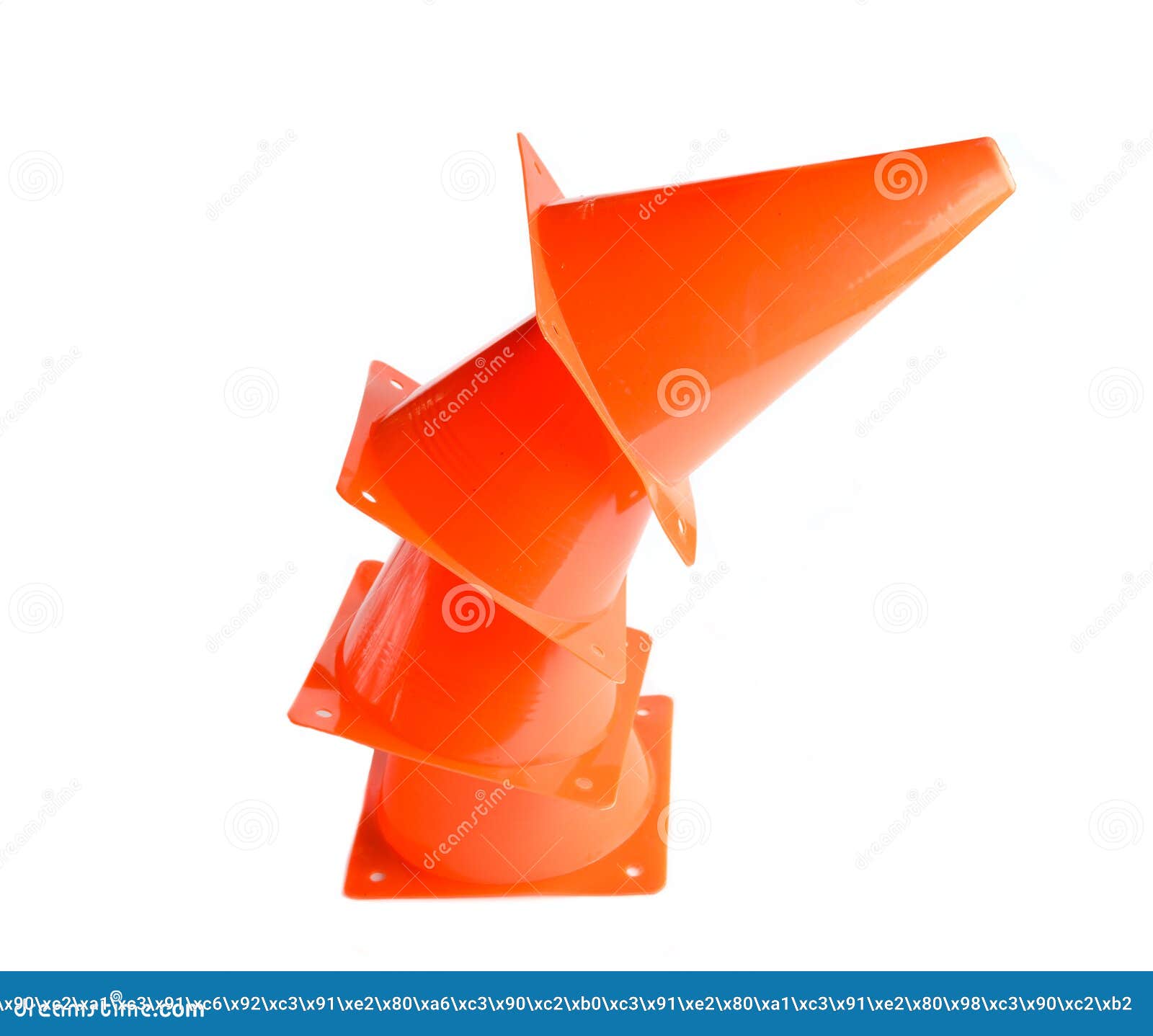 Stack of Orange Cone, Road Barrier Isolated on a White Background Stock ...