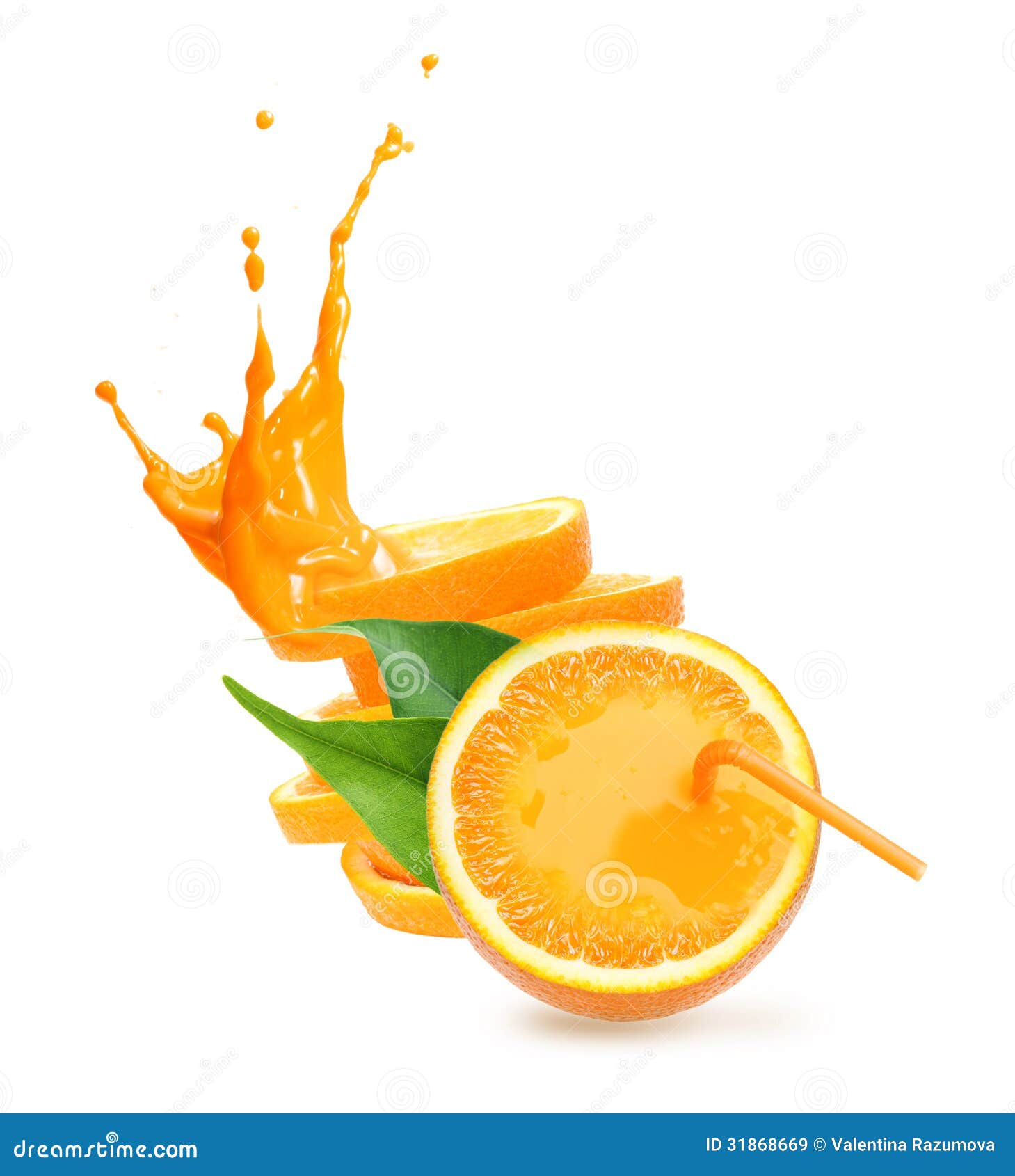 Stack of Orange Fruit Slices with Juice Splash. Stock Image - Image of ...
