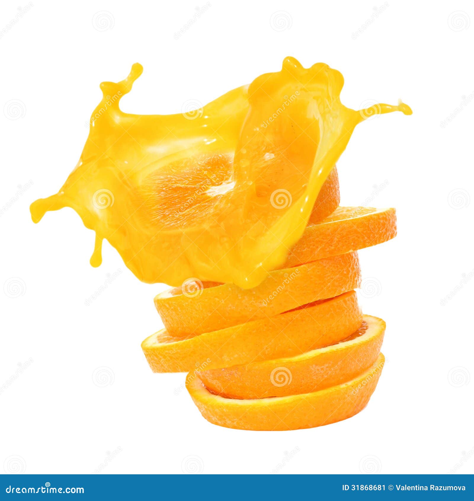 Stack of Orange Fruit Slices with Juice Splash. Stock Image - Image of ...