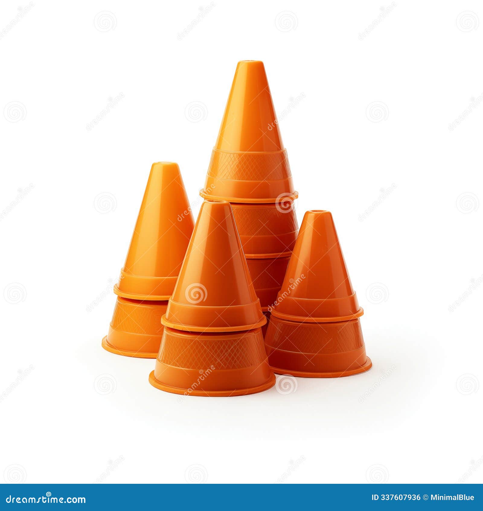 Stack of Orange Plastic Traffic Cones Isolated on White Background ...