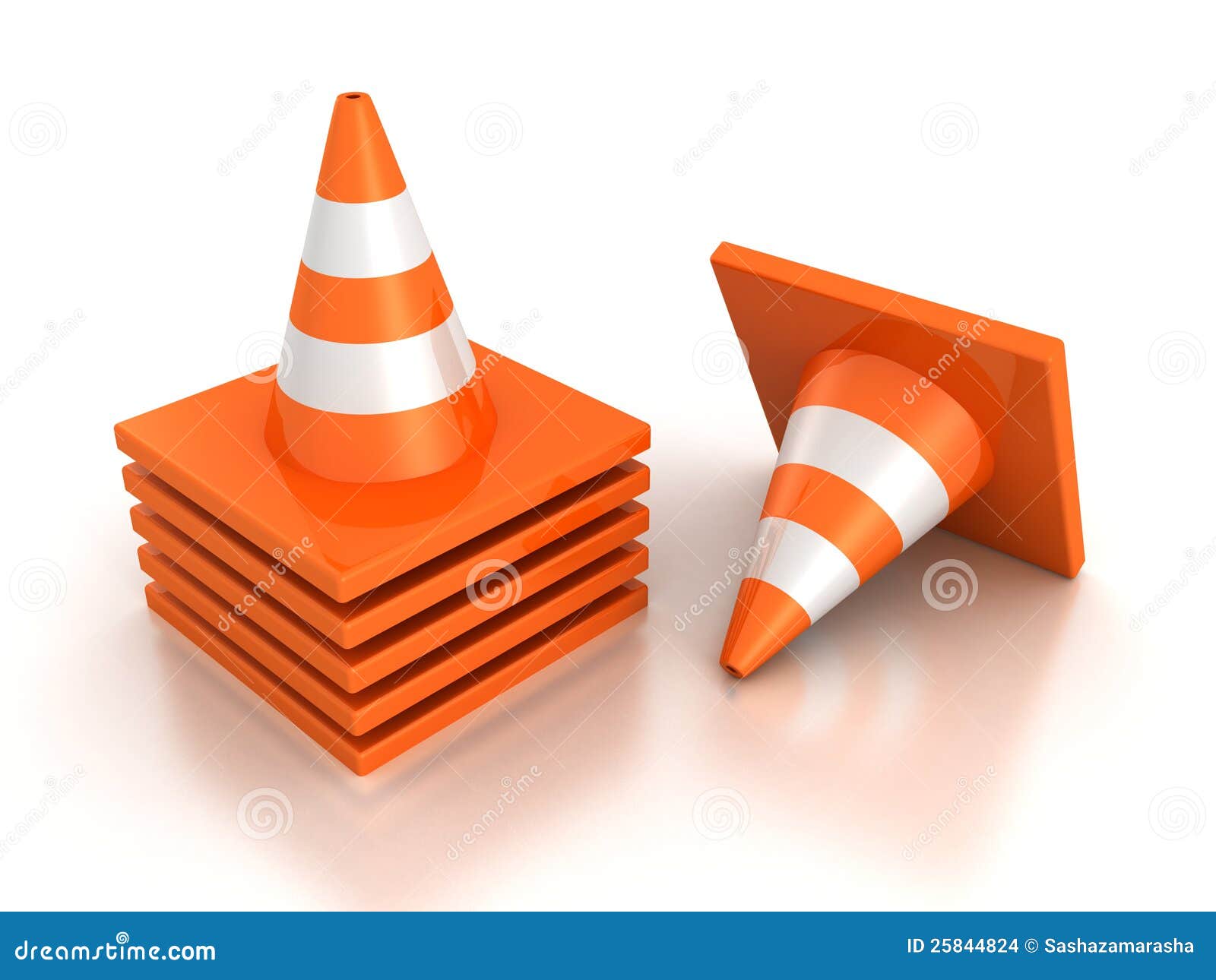 Stack of Orange Road Traffic Cones on White Stock Illustration ...