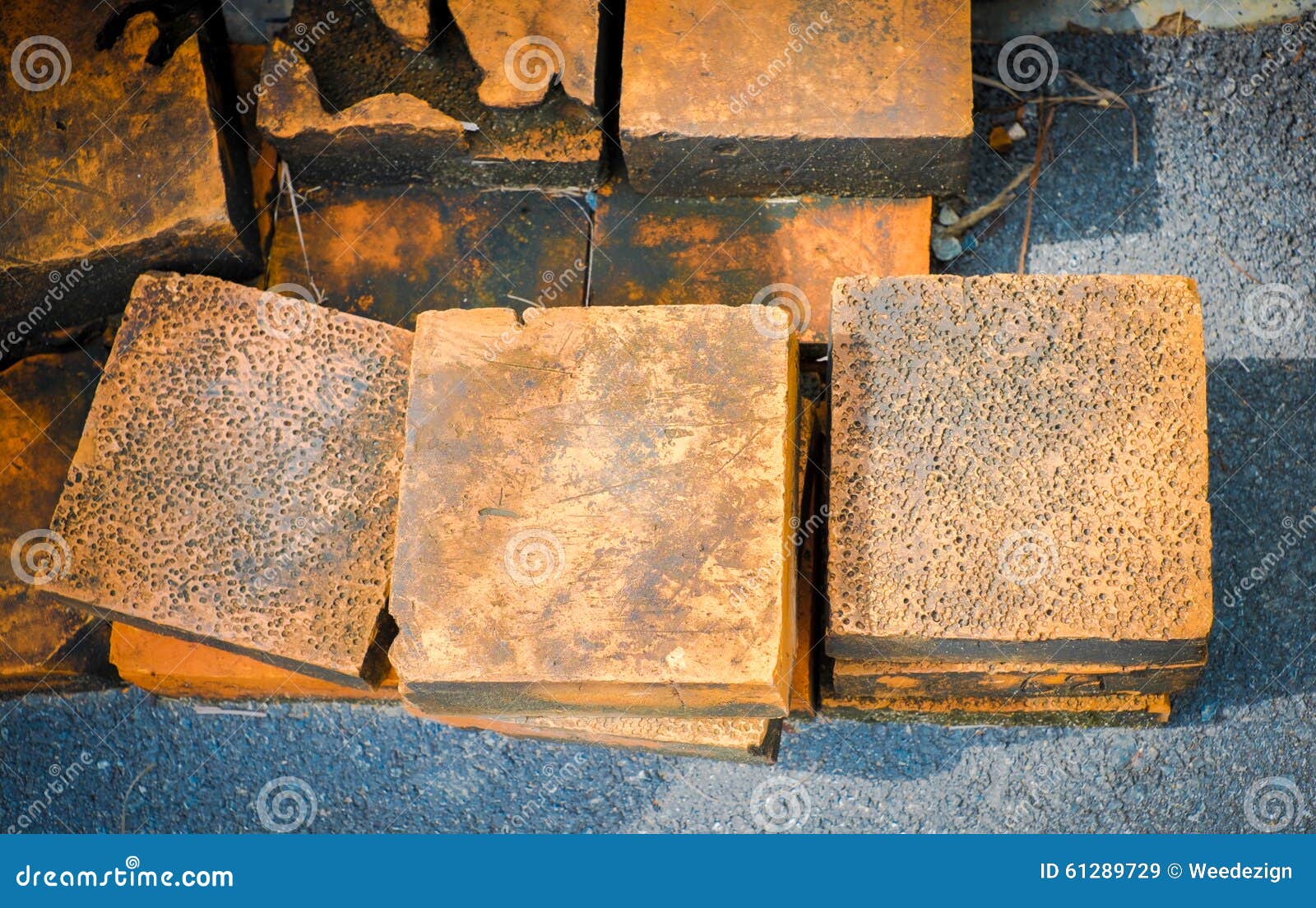 Stack of Orange Stone Cubes Prepare for Pave the Footpath Stock Image ...