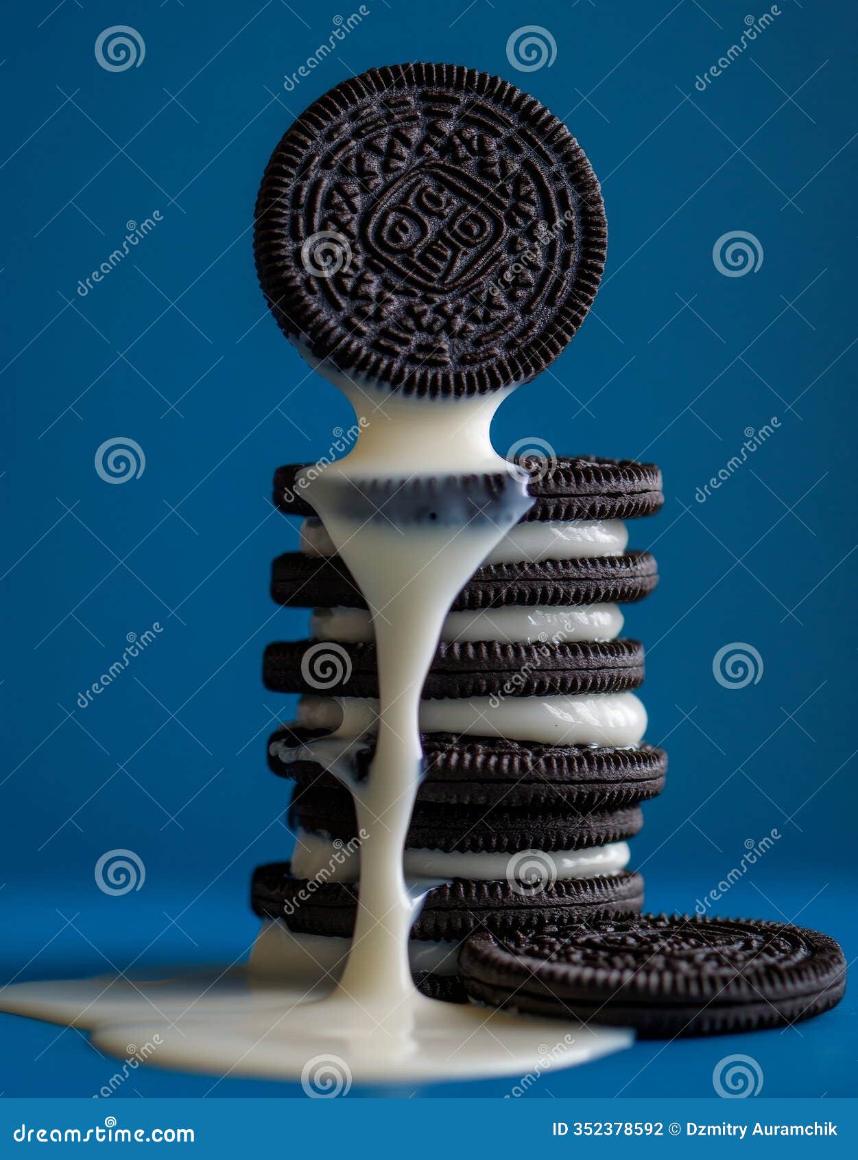 A Stack of Oreos with Milk Splashing Against a Blue Backdrop. Stock ...