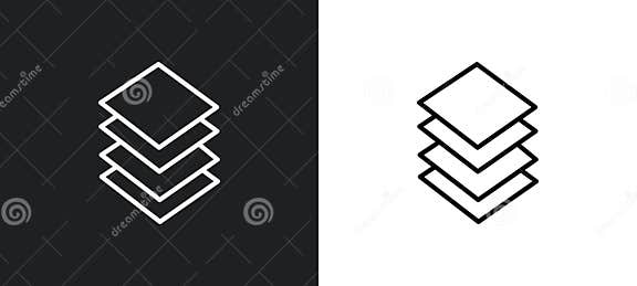 Stack Outline Icon in White and Black Colors. Stack Flat Vector Icon ...