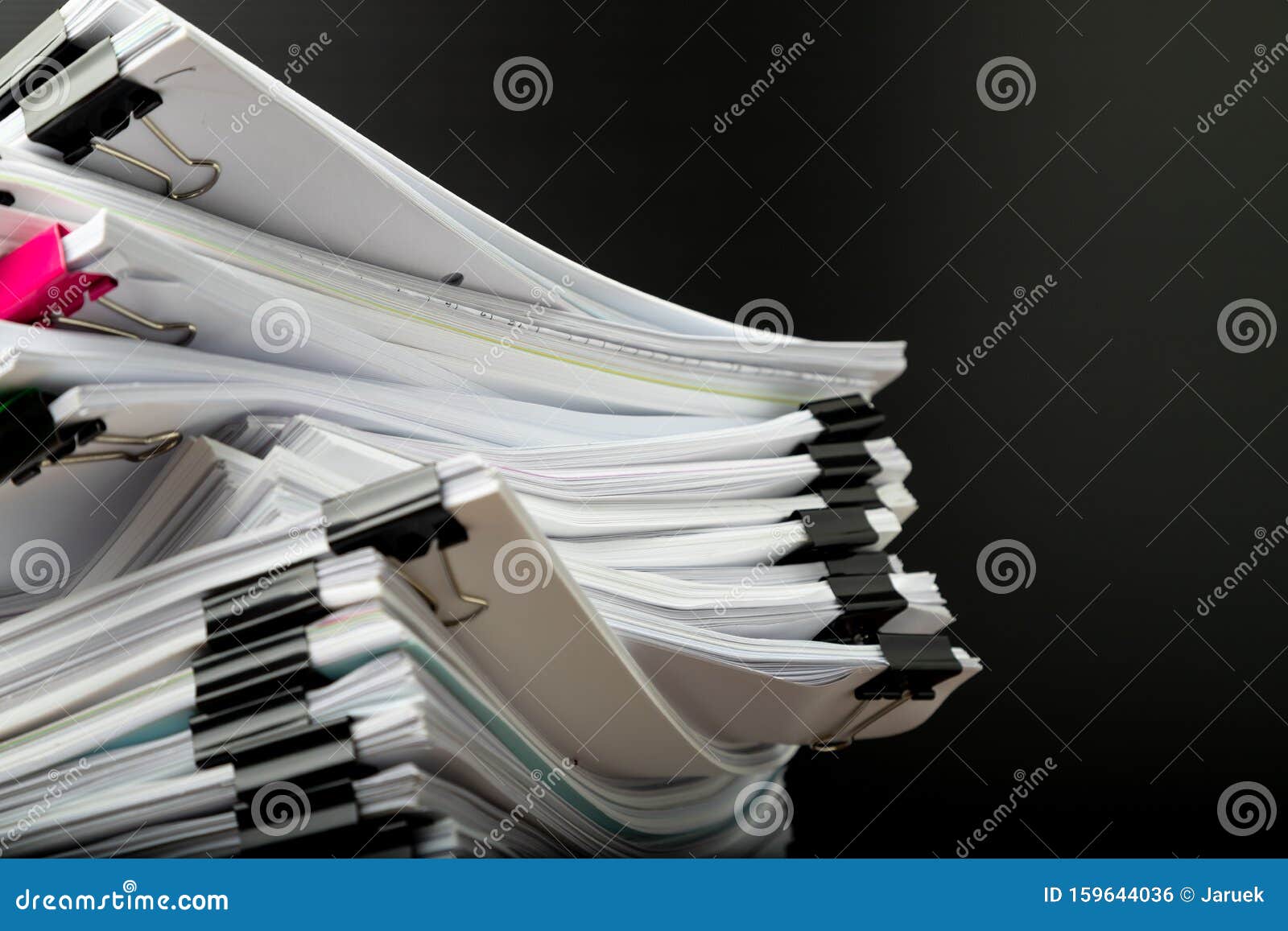 Stack of Overload Document Paper with Colorful Paperclip with Black ...