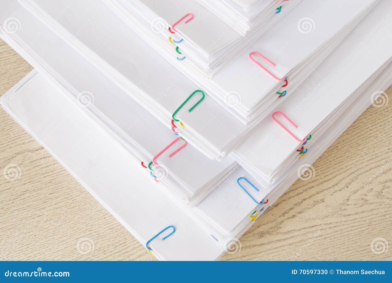 Stack of Overload Paper and Reports on Wooden Table Stock Photo - Image ...