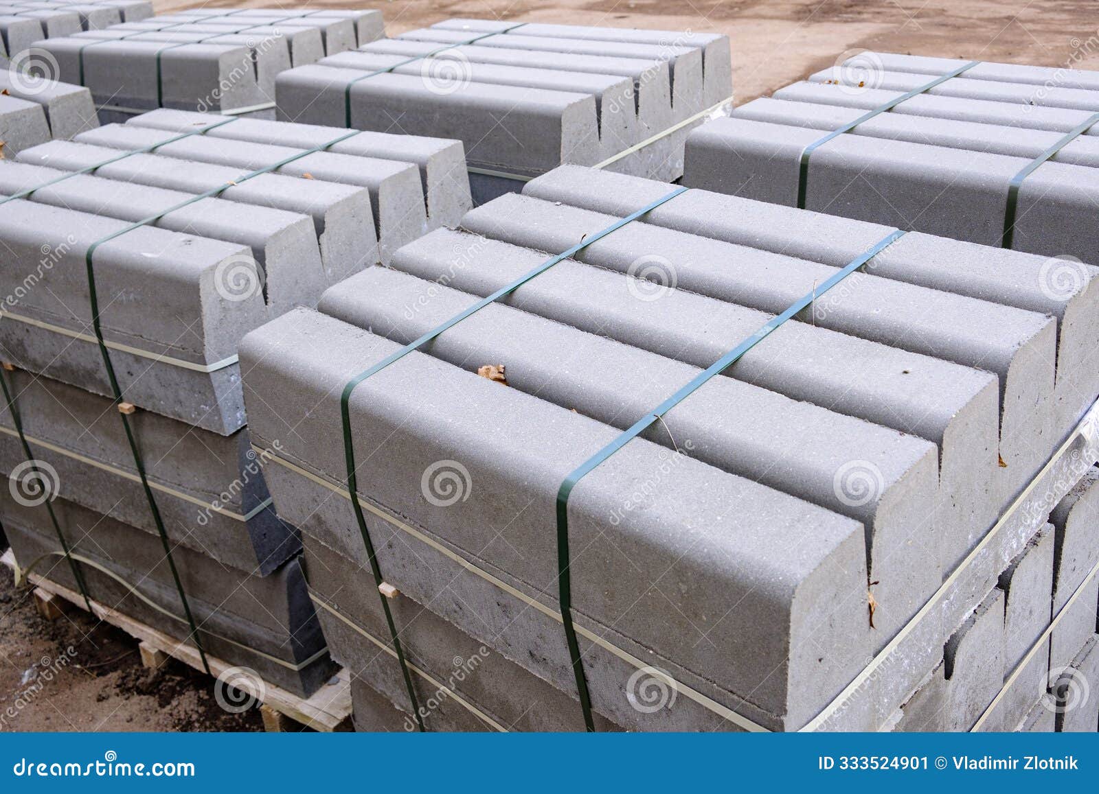 Stack of Packed Border Stones for Asphalt Road on Wooden Pallet Stock ...