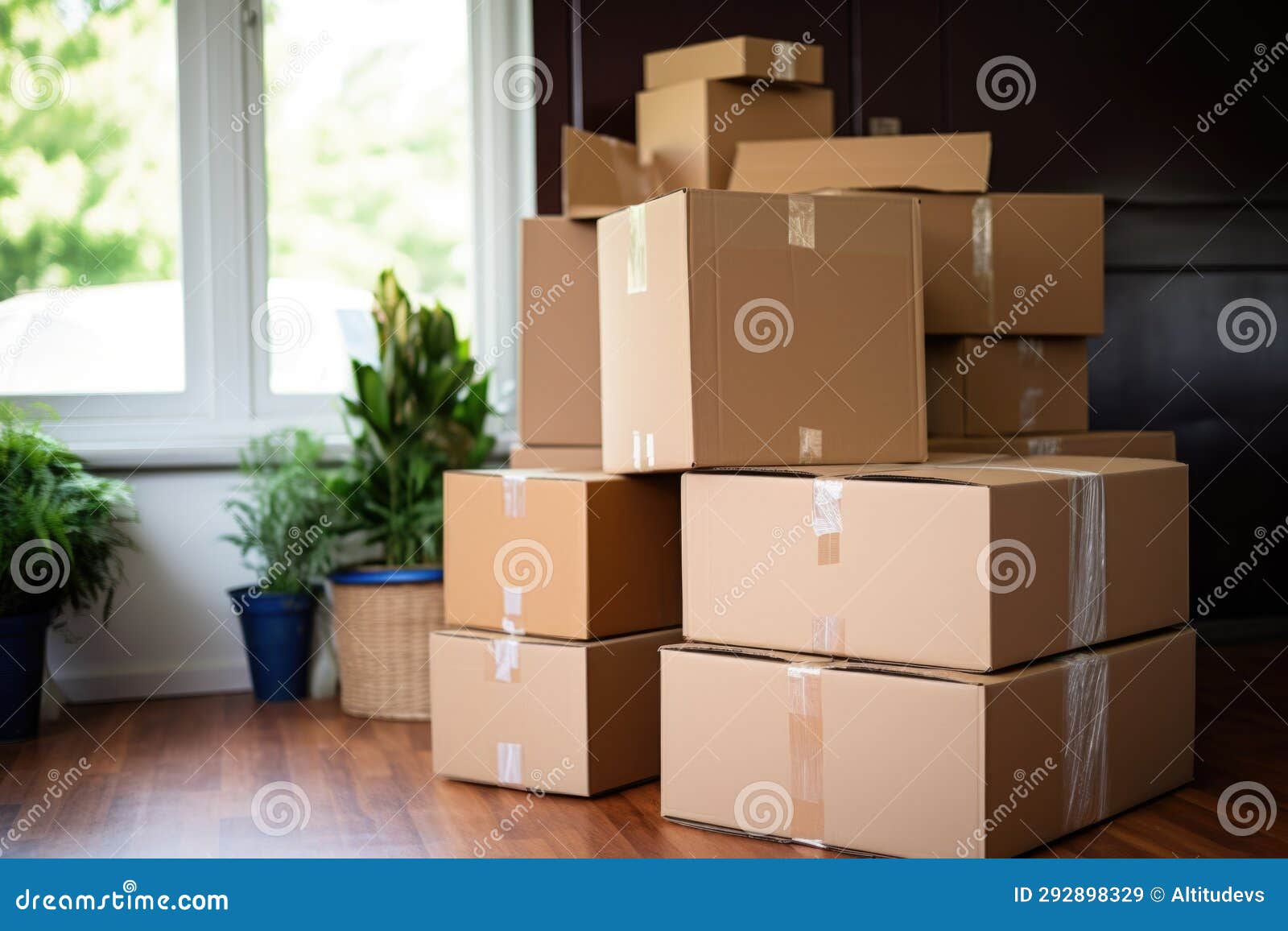 Stack of Packing Boxes Ready for a Moving Van Stock Illustration ...