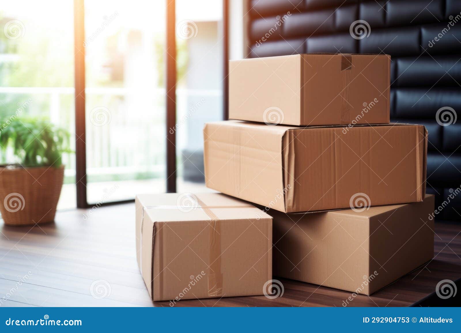 Stack of Packing Boxes Ready for a Moving Van Stock Image - Image of ...