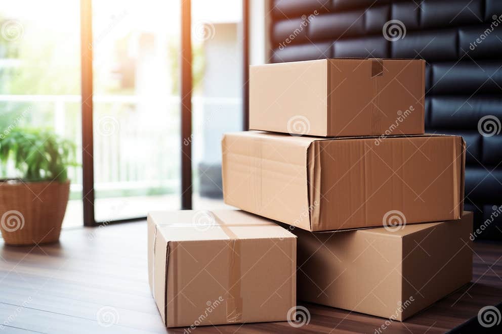 Stack of Packing Boxes Ready for a Moving Van Stock Image - Image of ...