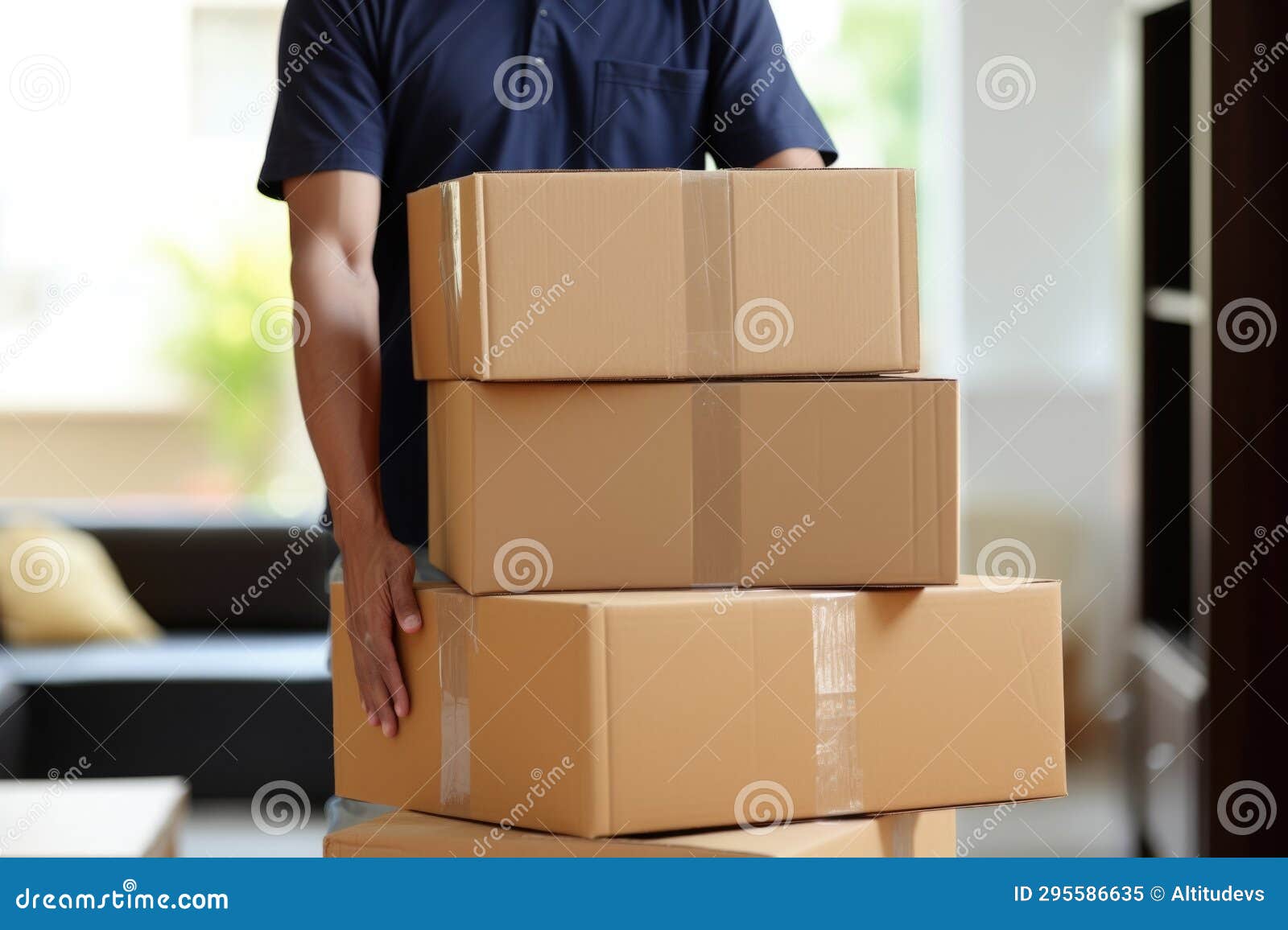 Stack of Packing Boxes Ready for a Moving Van Stock Image - Image of ...