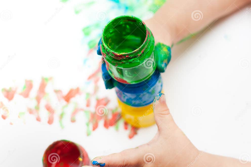 Stack of paint buckets stock image. Image of painting - 12426595