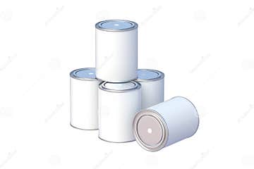 Stack of Paint Cans Isolated on White Background Stock Illustration ...