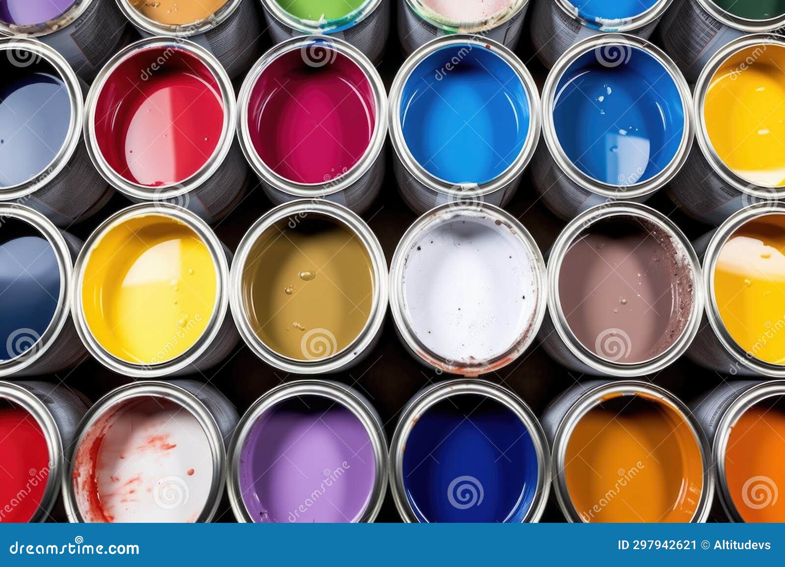 Stack of Paint Cans Showcasing Array of Colors Stock Illustration ...