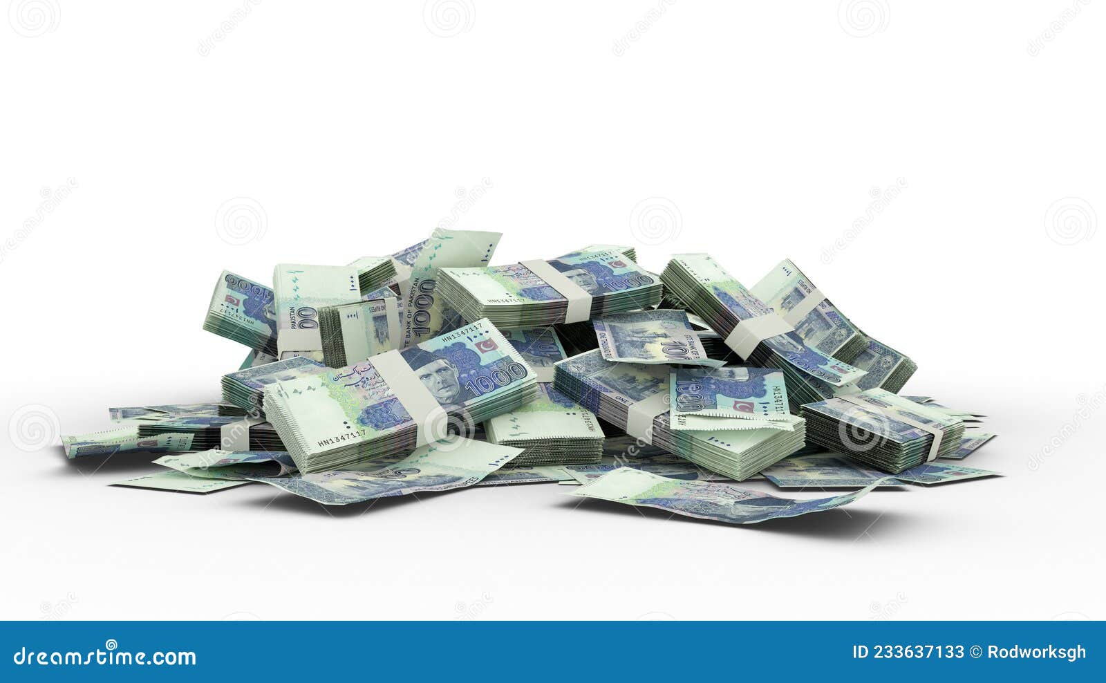 Stack of 1000 Pakistan Rupee Notes Isolated on White Background Stock ...