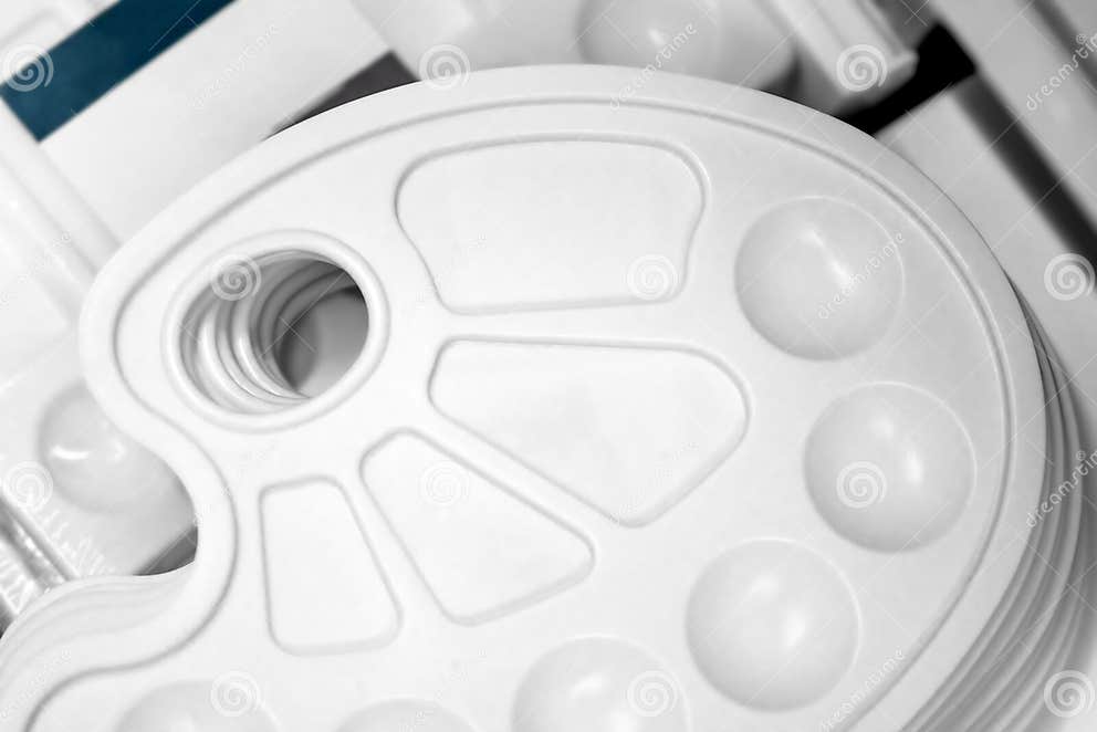 A Stack of Palettes for Mixing Paints with a Brush.this File is Cleaned ...