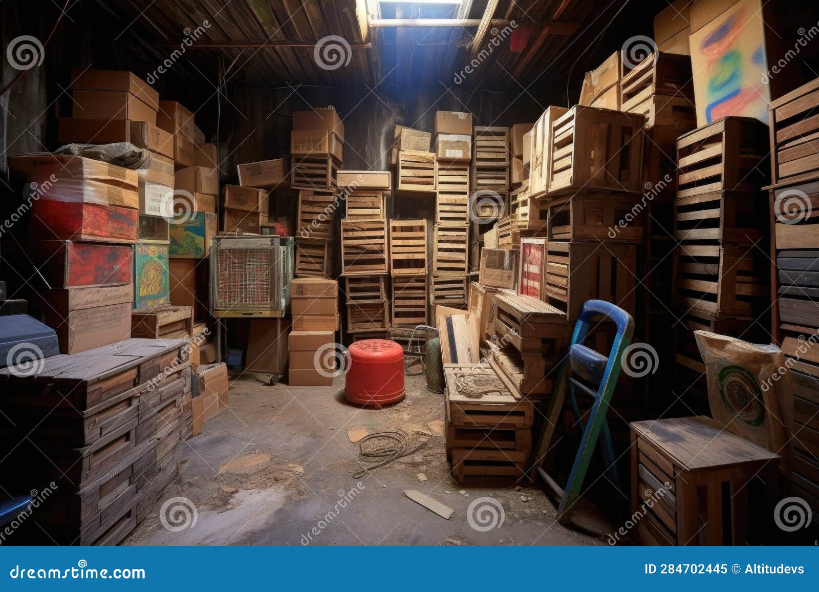 Stack of Pallets and Cardboard Boxes in Storage Area Stock Illustration ...