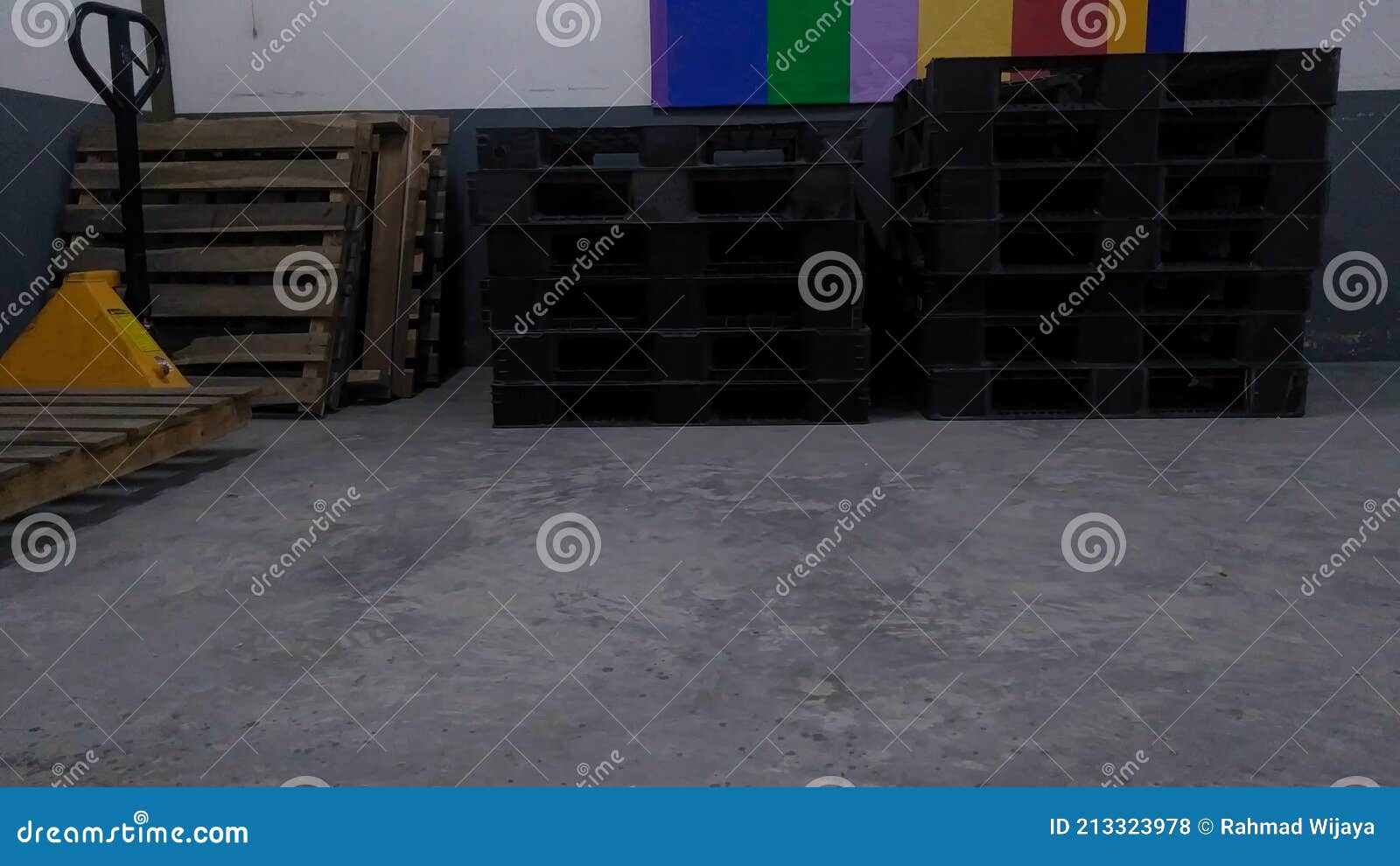 Stack of Pallets in Warehouse Area Stock Photo - Image of tools ...