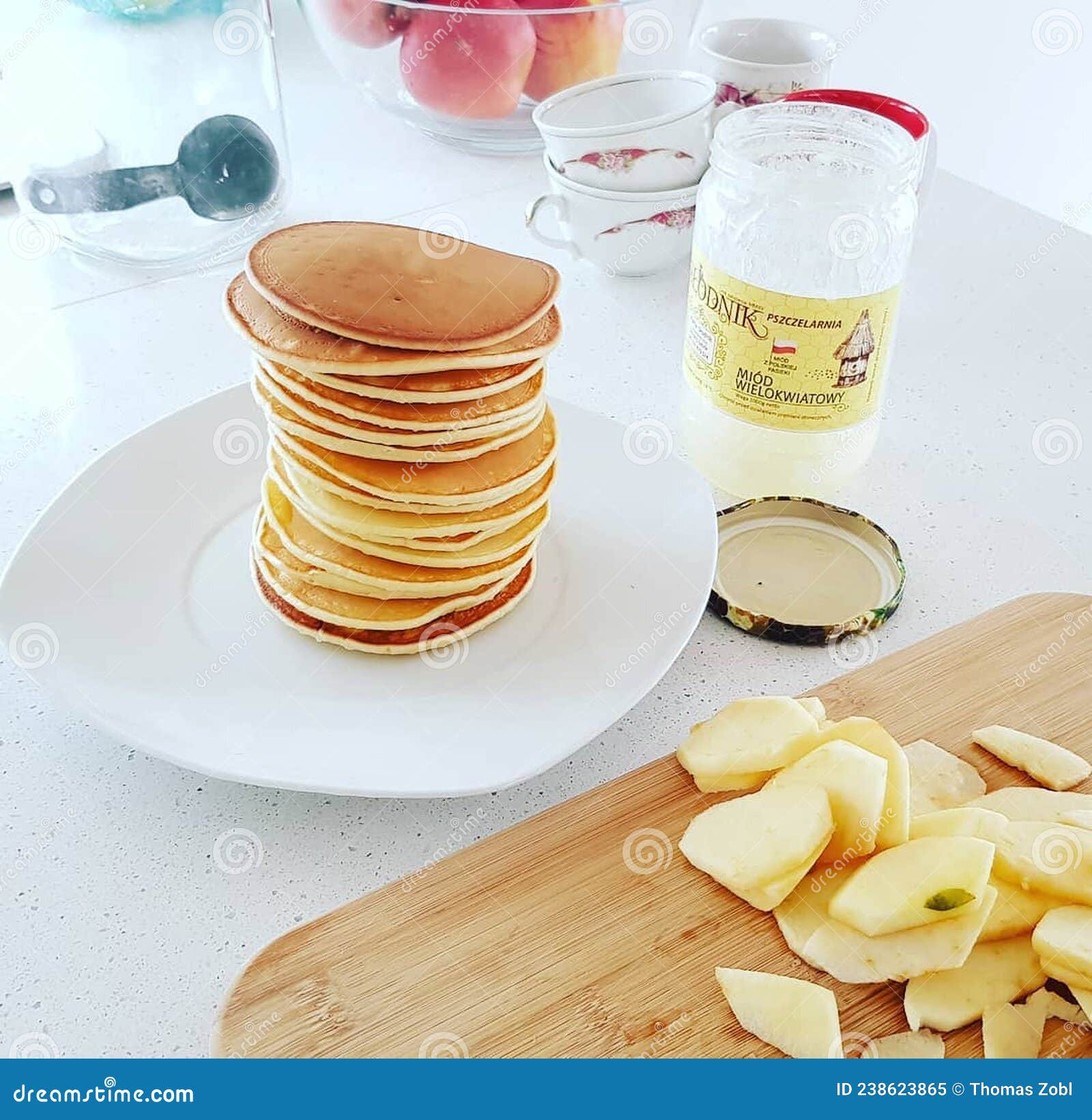 A Stack of Pancake Plate for Breakfast Editorial Image - Image of plate ...