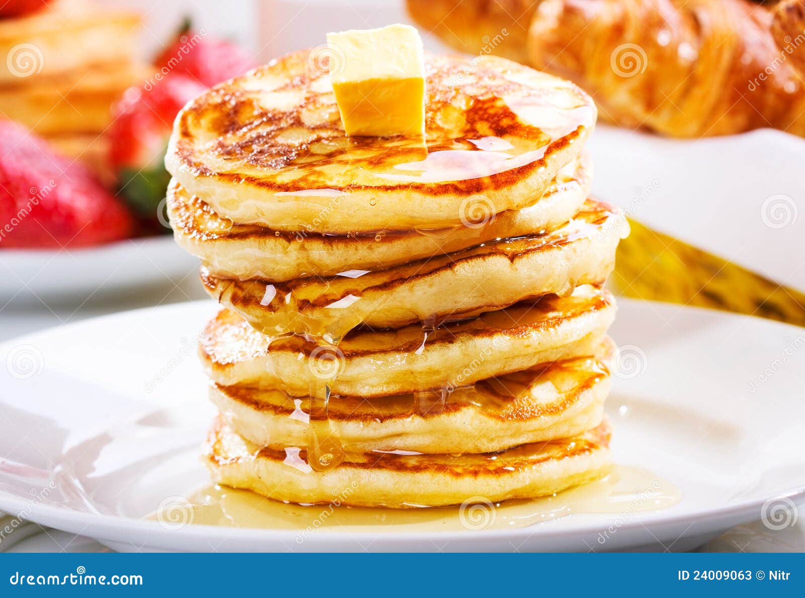 Stack of pancakes stock image. Image of dessert, pile - 24009063