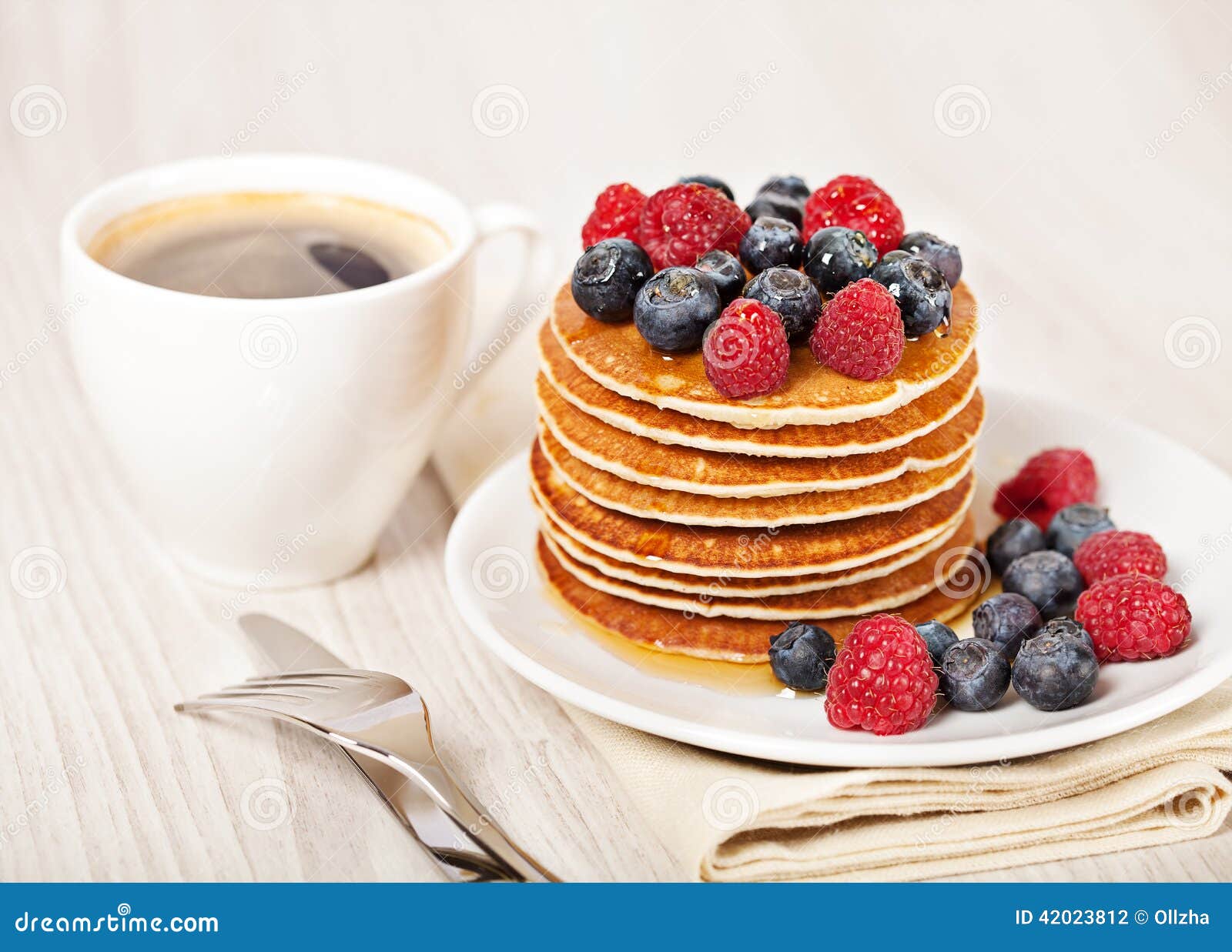 Stack of Pancakes with Berries Breakfast Stock Photo - Image of food ...