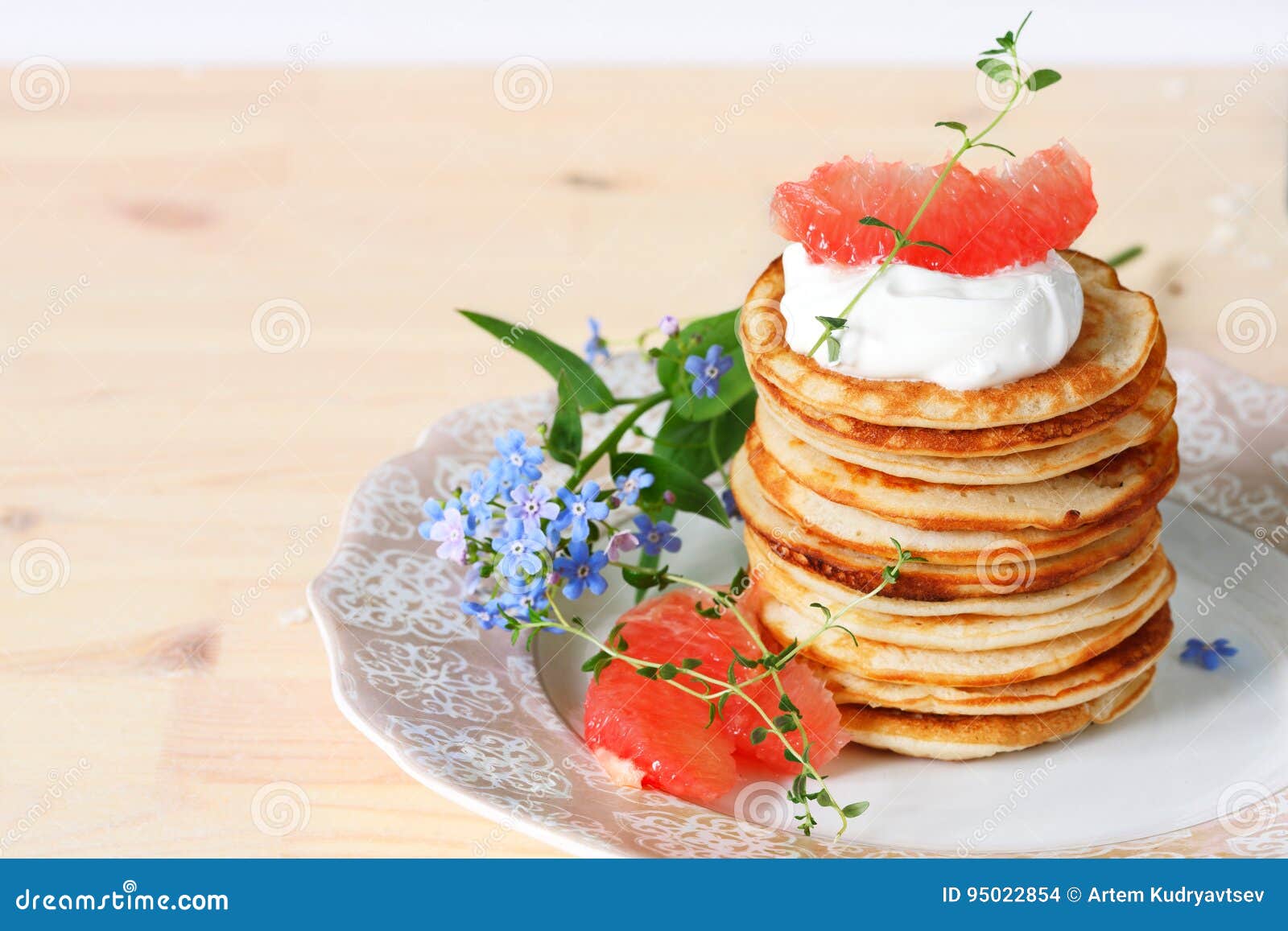 Stack of Pancakes on a Ceramic Plate Stock Photo - Image of gourmet ...
