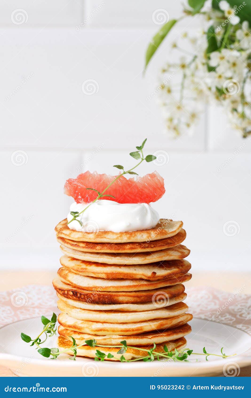 Stack of Pancakes on a Ceramic Plate Stock Photo - Image of pastry ...