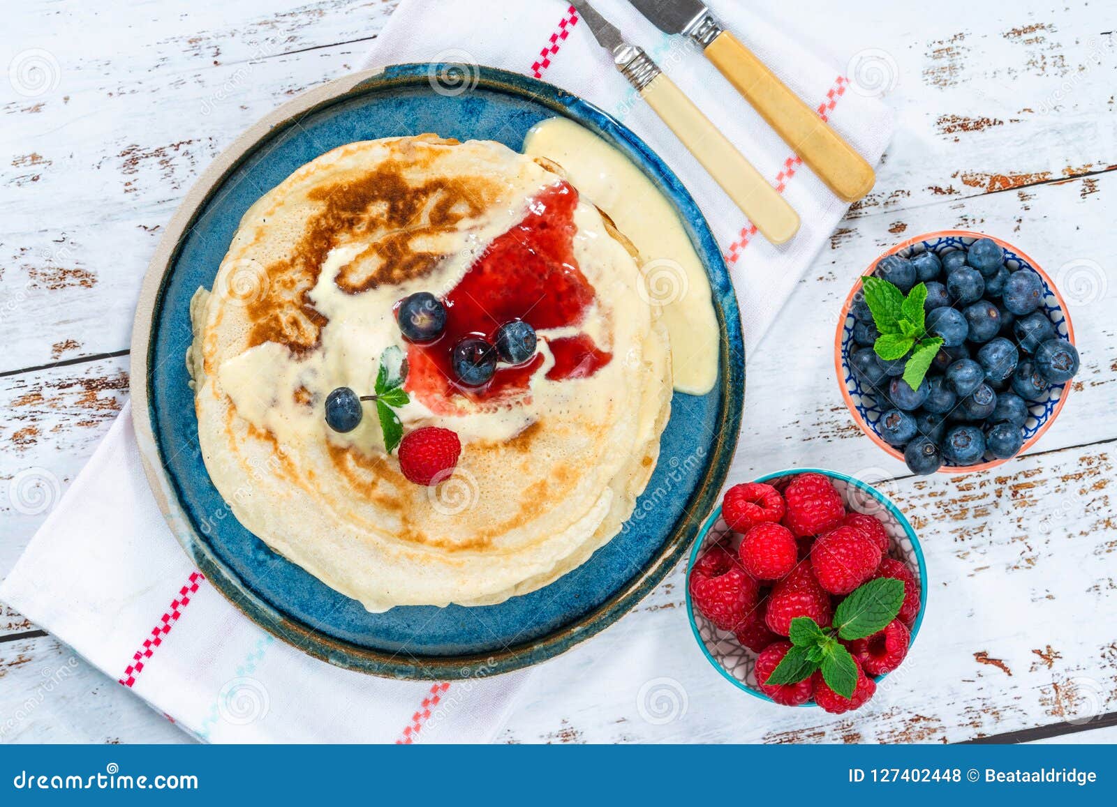 A Stack of Pancakes with Fresh Fruit Stock Photo - Image of brown ...