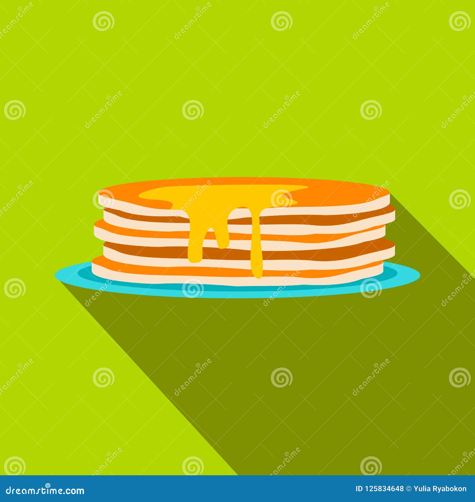 Stack of Pancakes Icon, Flat Style Stock Illustration - Illustration of ...