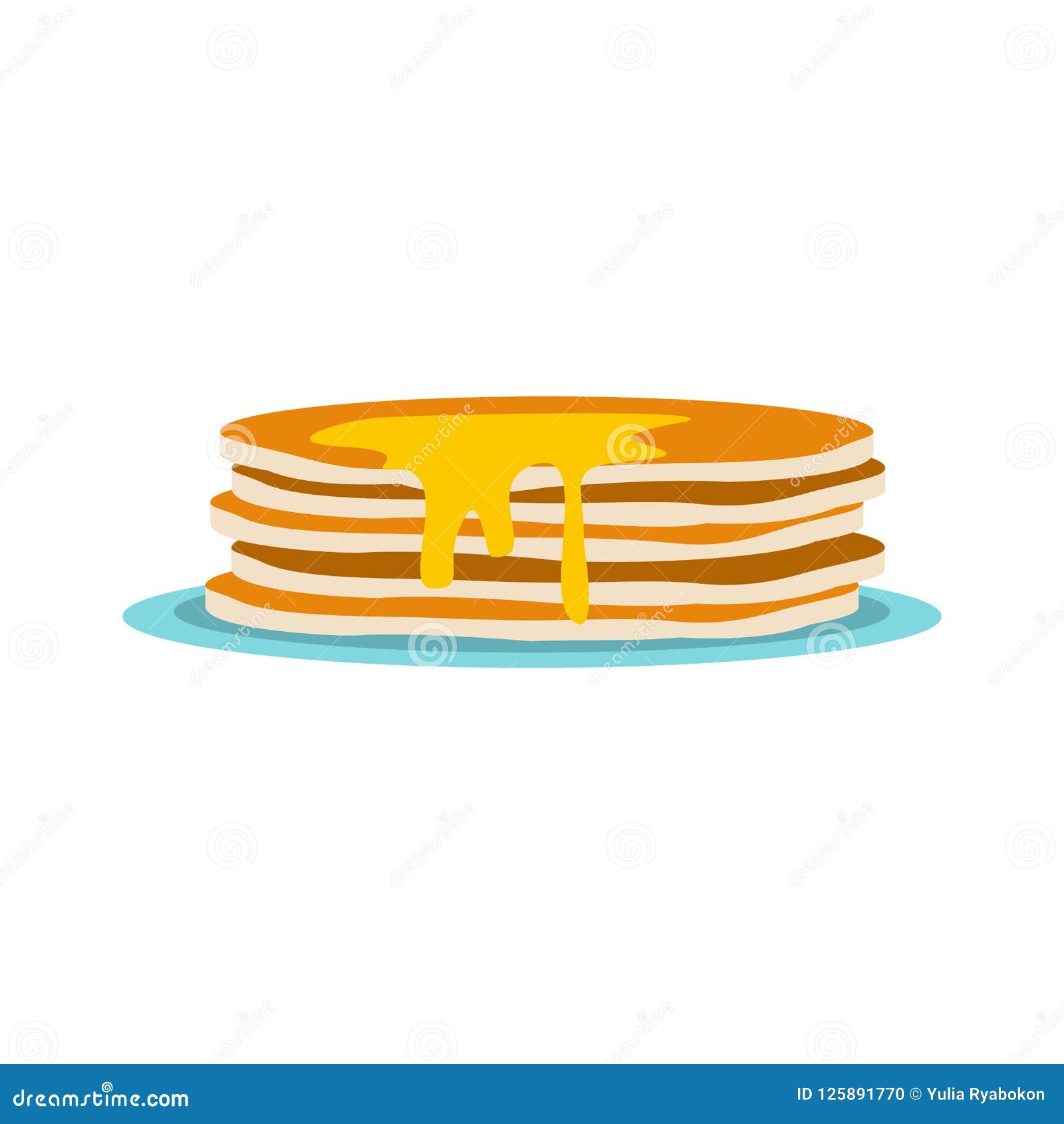 Stack of Pancakes Icon, Flat Style Stock Illustration - Illustration of ...