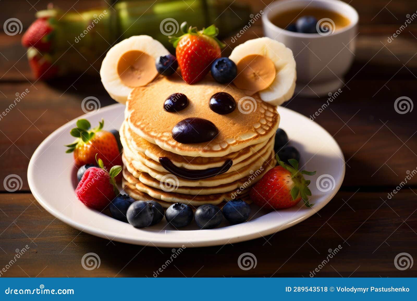 Stack of Pancakes with Mouse Face Made of Fruit. Generative AI Stock ...