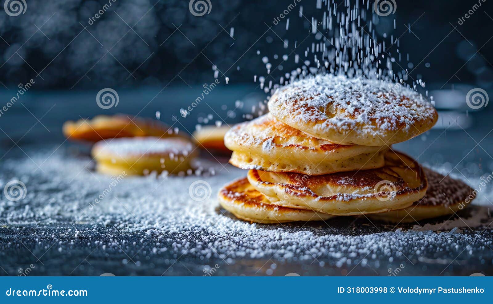 A Stack of Pancakes with Powdered Sugar on Top Stock Photo - Image of ...
