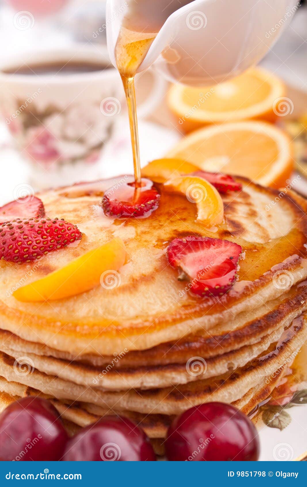 Stack of Pancakes with Syrup Stock Photo - Image of food, pile: 9851798
