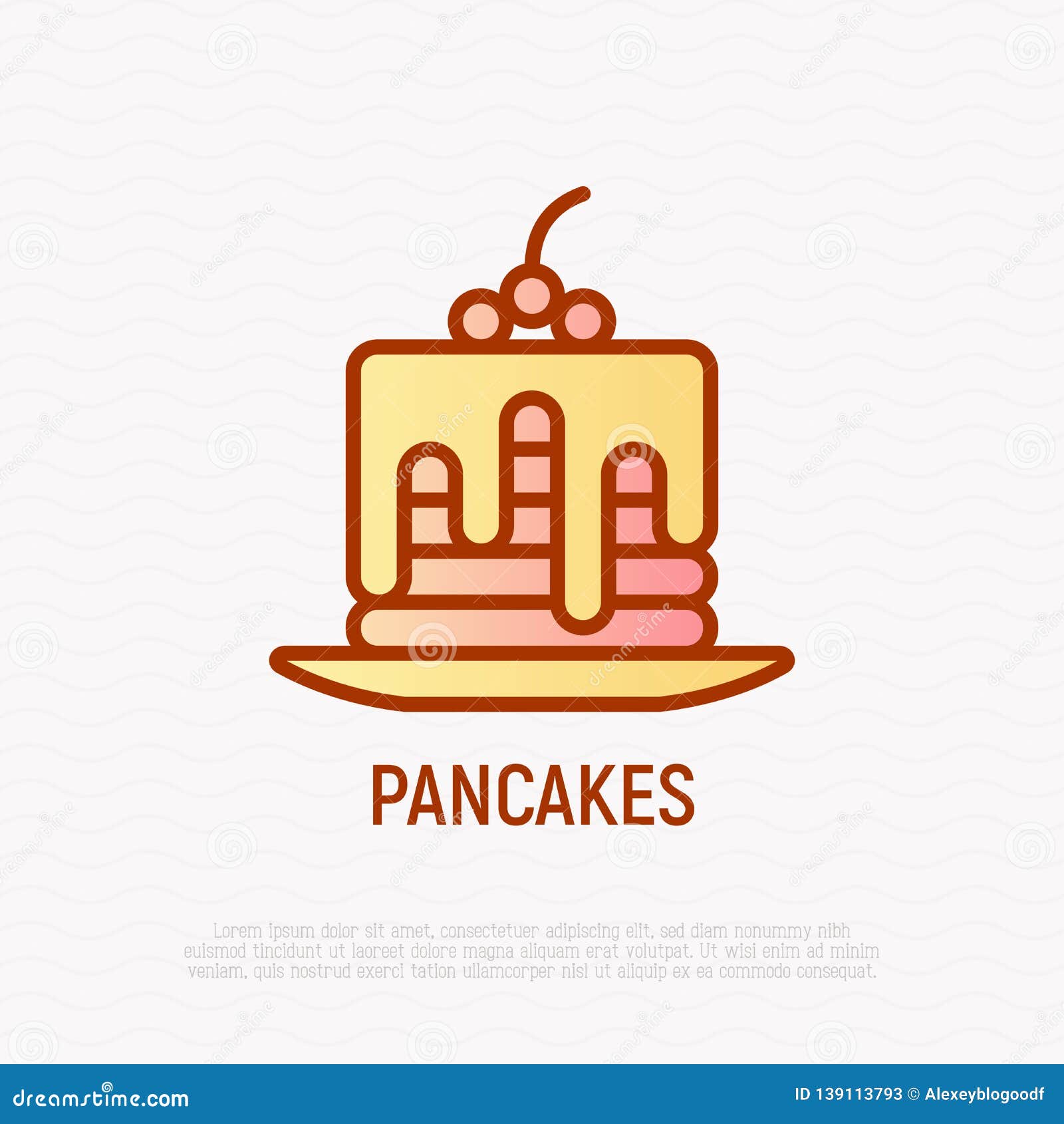 Stack of Pancakes with Syrup and Berries Line Icon Stock Vector ...