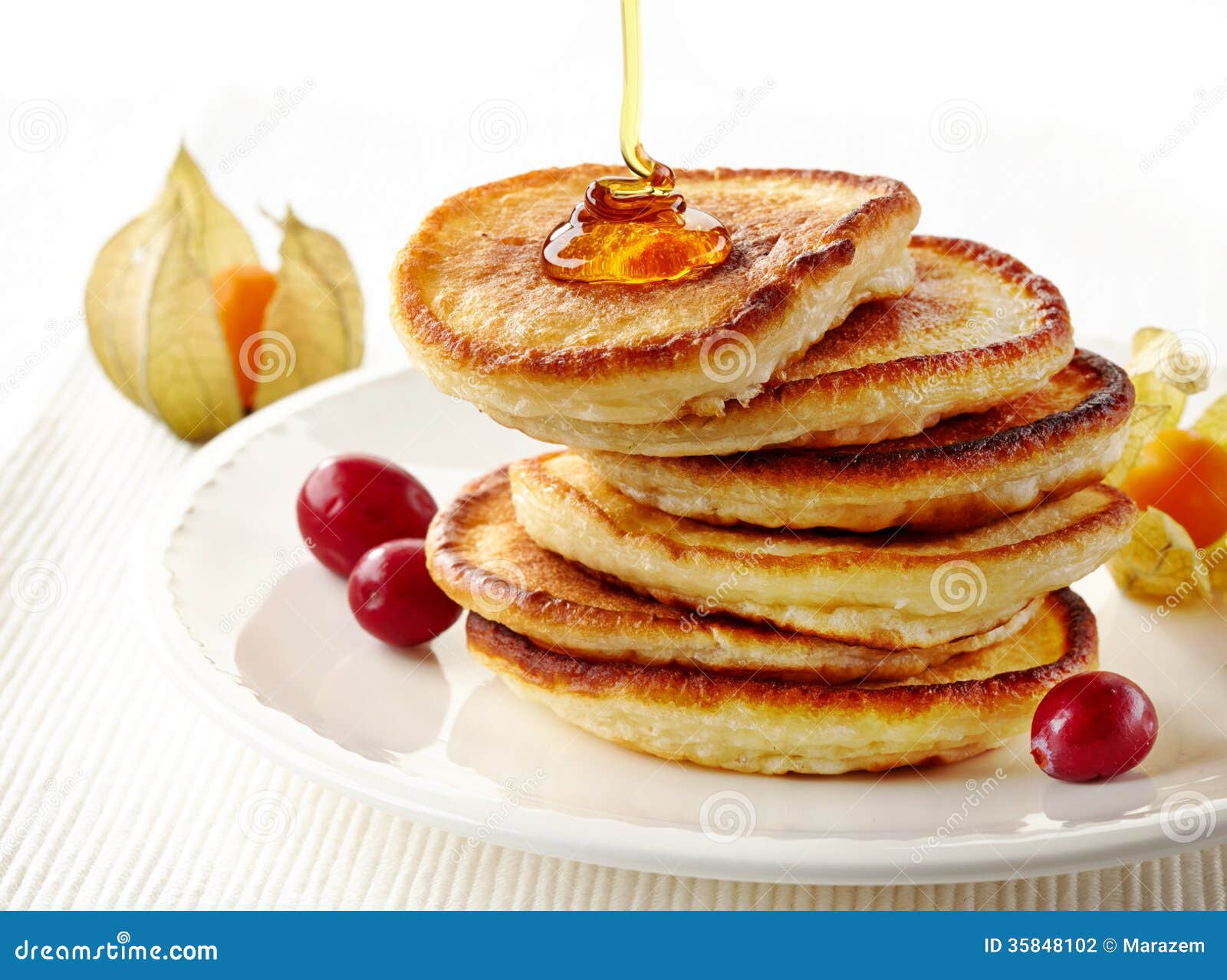 Stack of Pancakes on White Plate Stock Photo - Image of background ...
