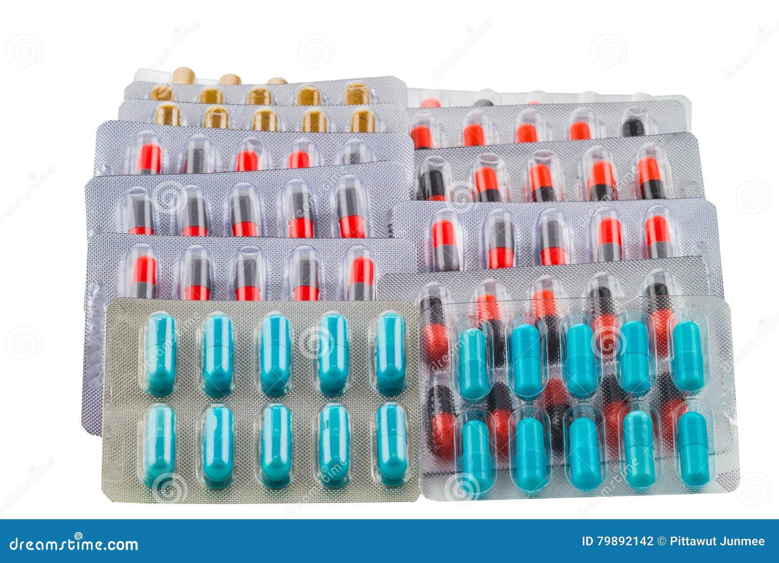 Stack Panels of Pills, Oral Medicine on White Backgroun Stock Photo ...