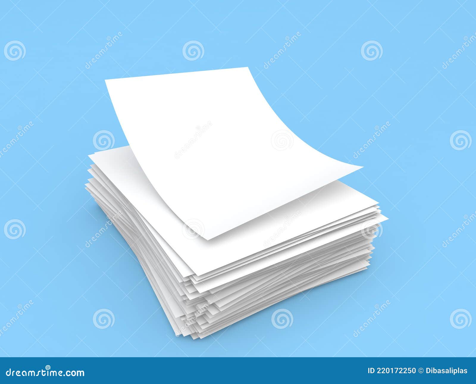 Stack of A4 Paper on a Blue Background. Stock Illustration ...