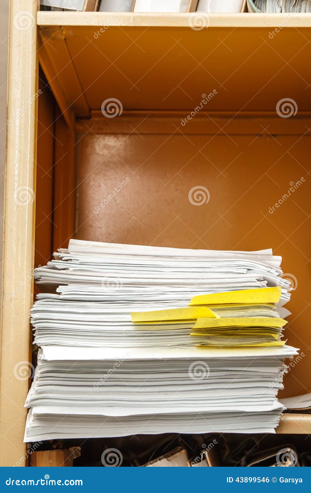 Stack of paper in bookcase stock photo. Image of administration - 43899546