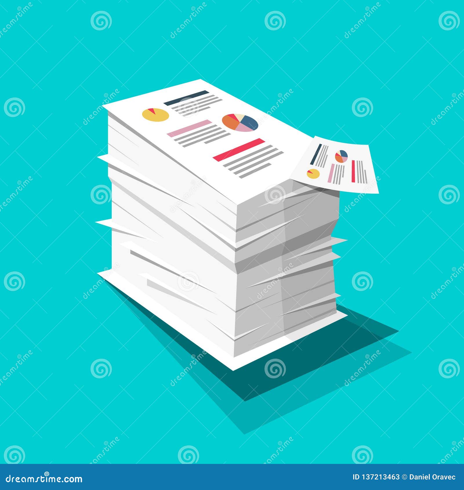 Stack Of Paper Business Documents With Graphs And Text Pile. Vector ... Stack Of Paper Business Documents With Graphs And Text Pile. Vector ...