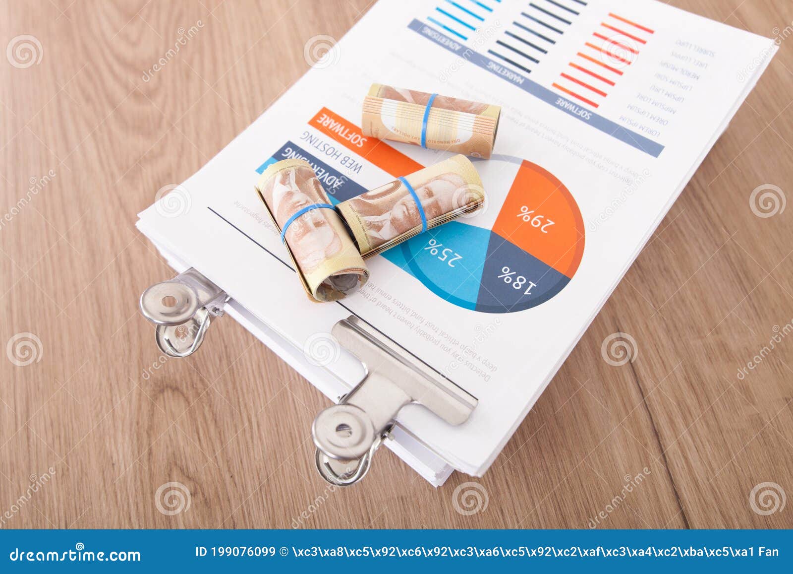 A Stack of Paper Business Documents and Several Rolls of Canadian ...