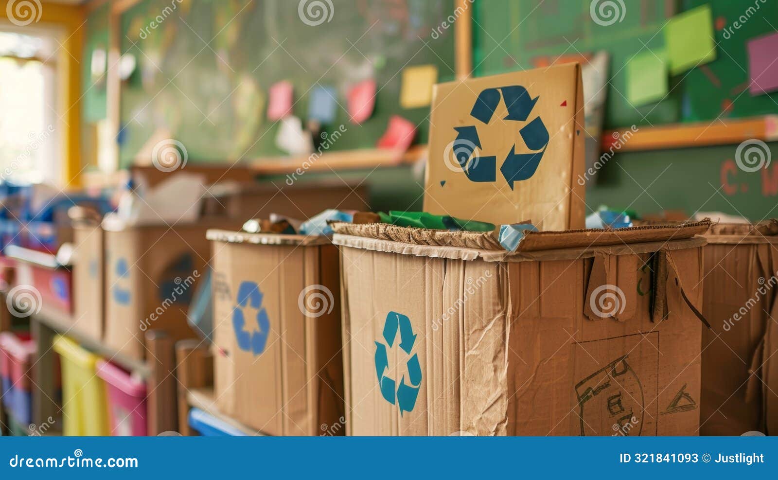 A Stack of Paper and Cardboard Recycling Bins in the Corner of the ...
