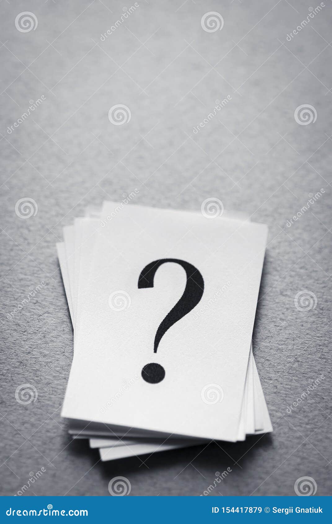 Stack of Paper Cards with a Printed Question Mark Stock Image - Image ...